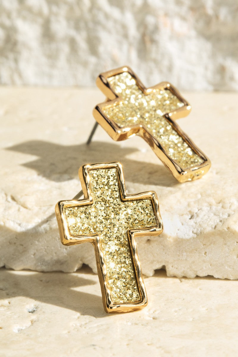 9ct gold cross stud earrings store